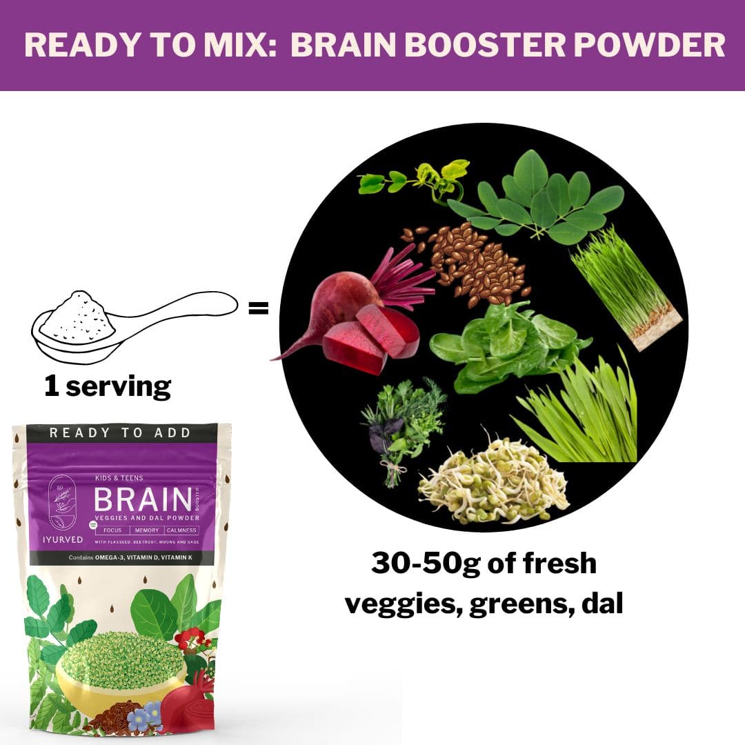 Kids & Teens Brain Booster Veggies and Dal Powder - IYURVED-IN